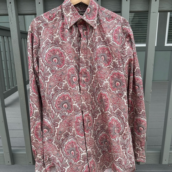 Stetson | Shirts | Red Stetson Mens Western Shirt Paisley Pearl Snaps ...